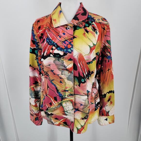 Chico's | Jackets & Coats | Chicos Jacket Womens Large Red Multi ...